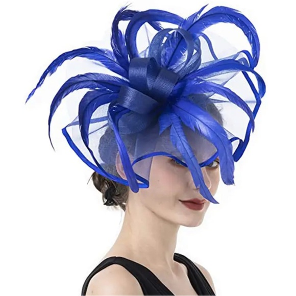Adorned | Accessories | Royal Blue Sculptural Feather Hat | Poshmark